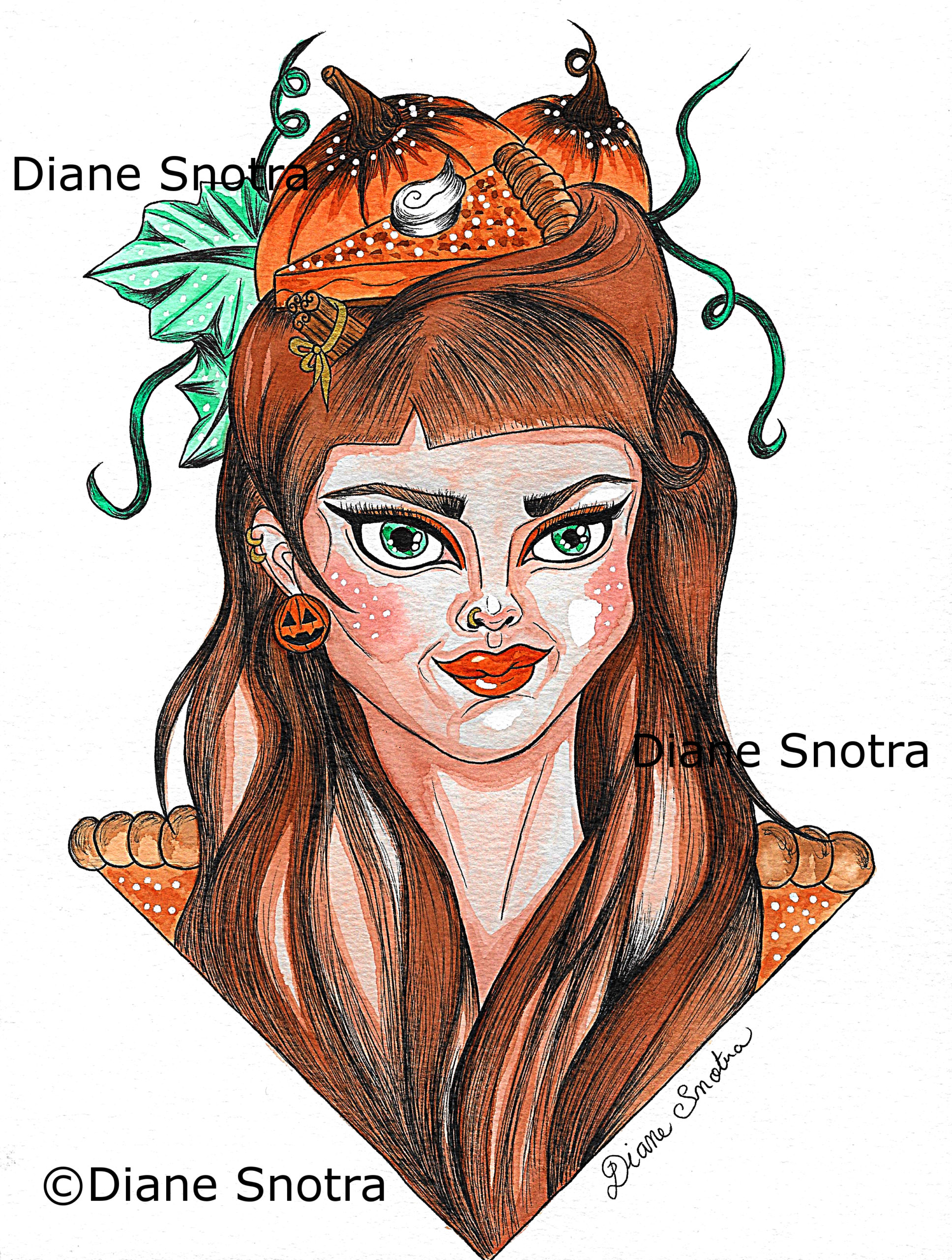 Illustration - Pumpkin Pie Queen - Locket Voodies